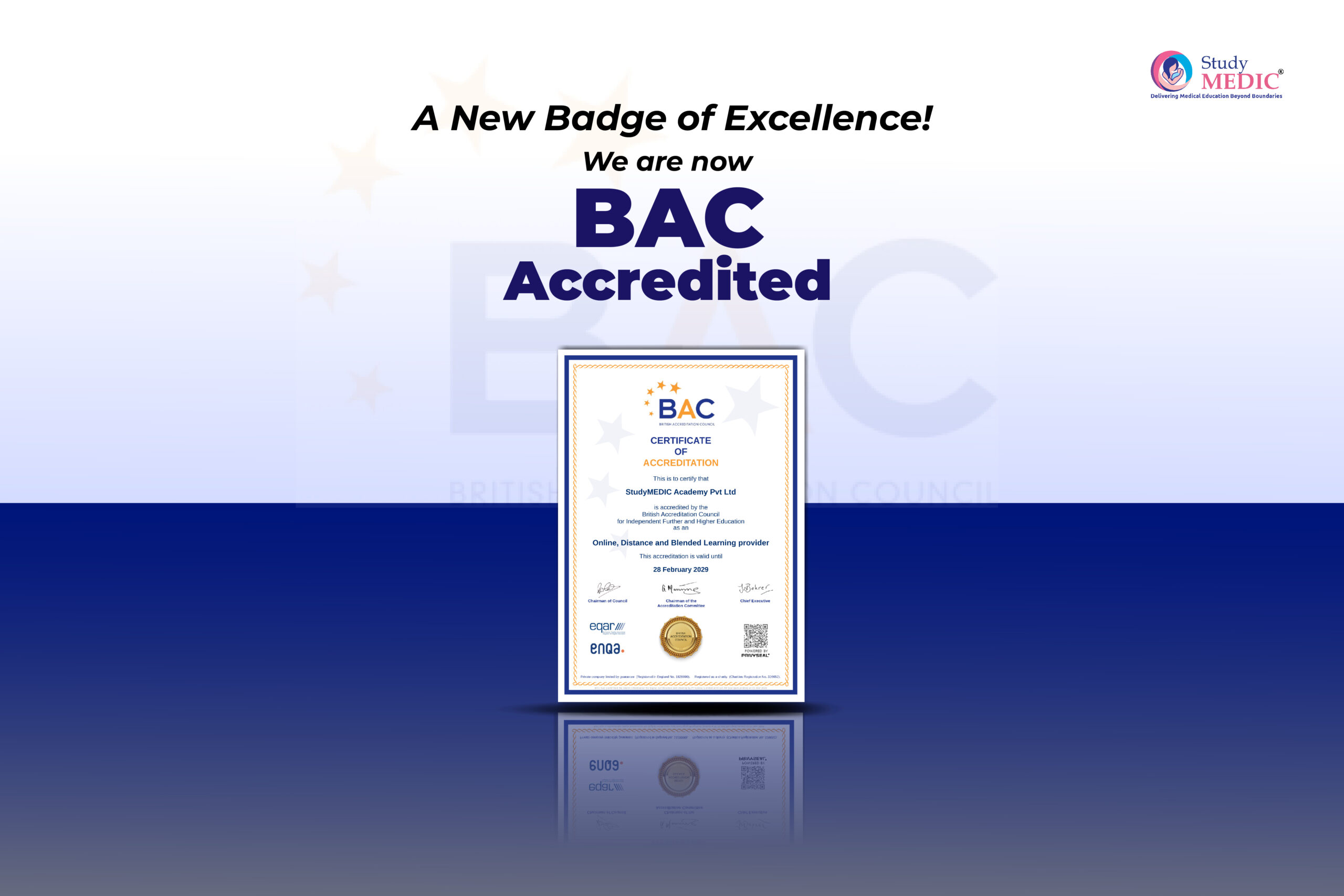 Accredited by BAC: StudyMEDIC is Excelling Everyday